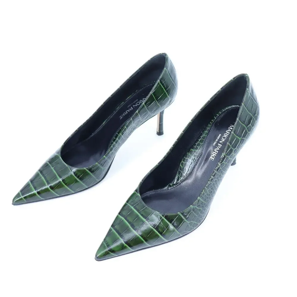 Marion Parke | Shoes | Marion Parke Classic Pump 85 Green Leather Croc ...